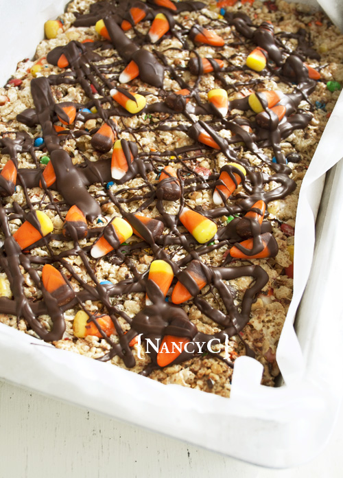 Candy Corn M&M’s Crispy Treats – NancyC